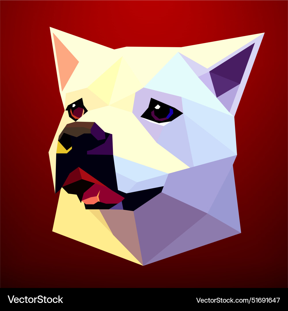 Low polygonic white dog head on a red background Vector Image