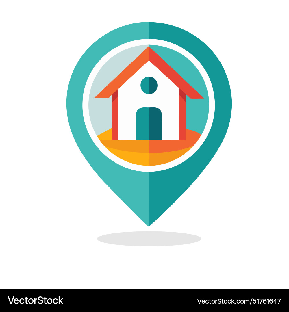 Map marker home isolated flat Royalty Free Vector Image