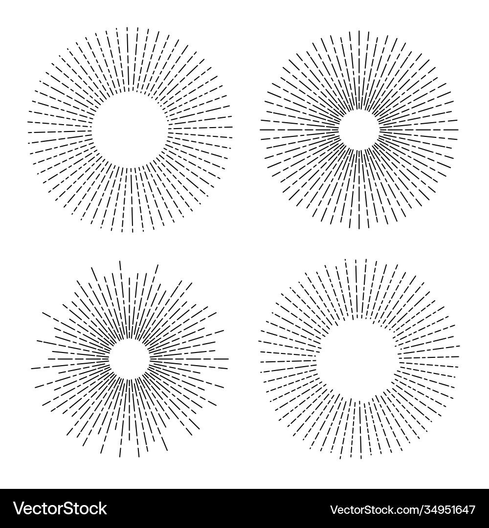 Sun and rays icons set thin line Royalty Free Vector Image