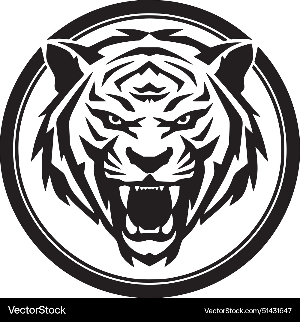 Tiger - black and white isolated icon Royalty Free Vector
