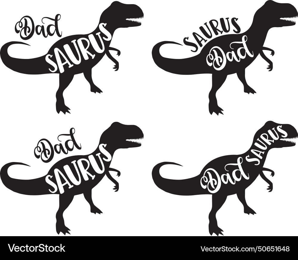 4 styles dad saurus family Royalty Free Vector Image