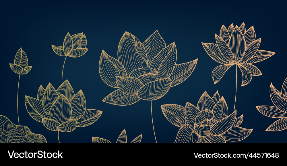 Art deco luxury flower lotus line pattern Vector Image
