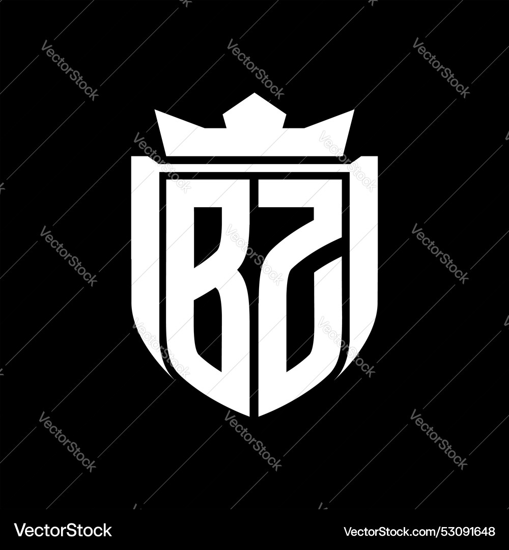 Bz letter logo shield shape inside badge Vector Image