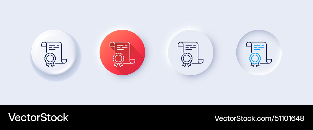 Certificate line icon certified document sign Vector Image