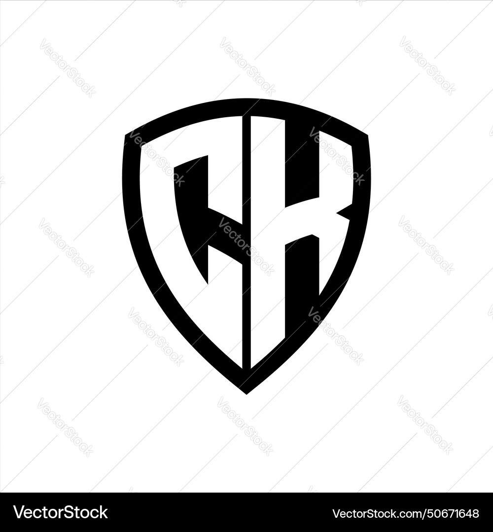 Ck monogram logo with bold letters shield shape Vector Image