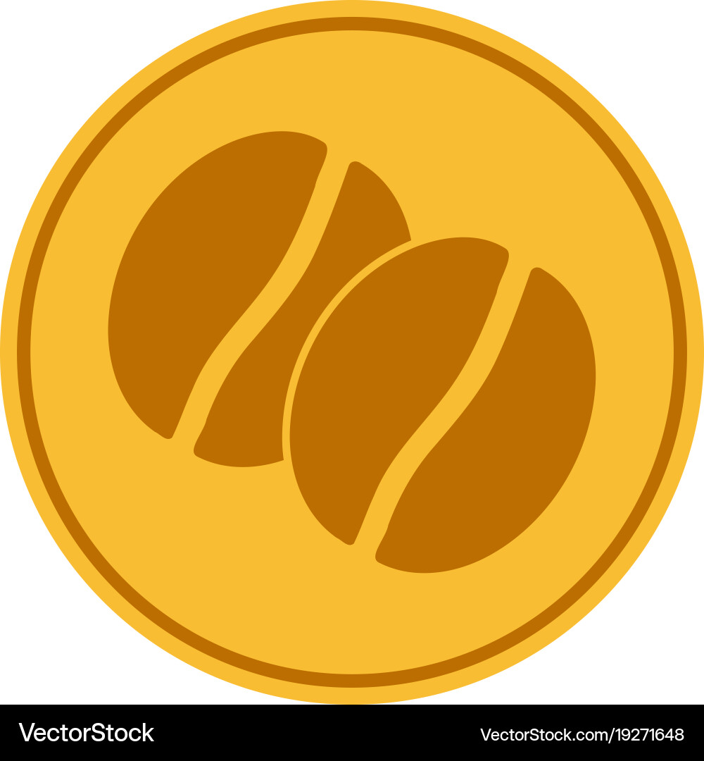 Coffee beans gold coin Royalty Free Vector Image