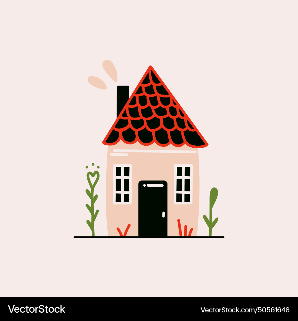 Cute tiny flat house cartoon traditional forest Vector Image