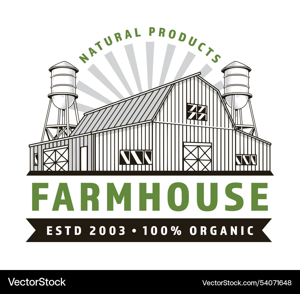 Farm logo with farmhouse Royalty Free Vector Image