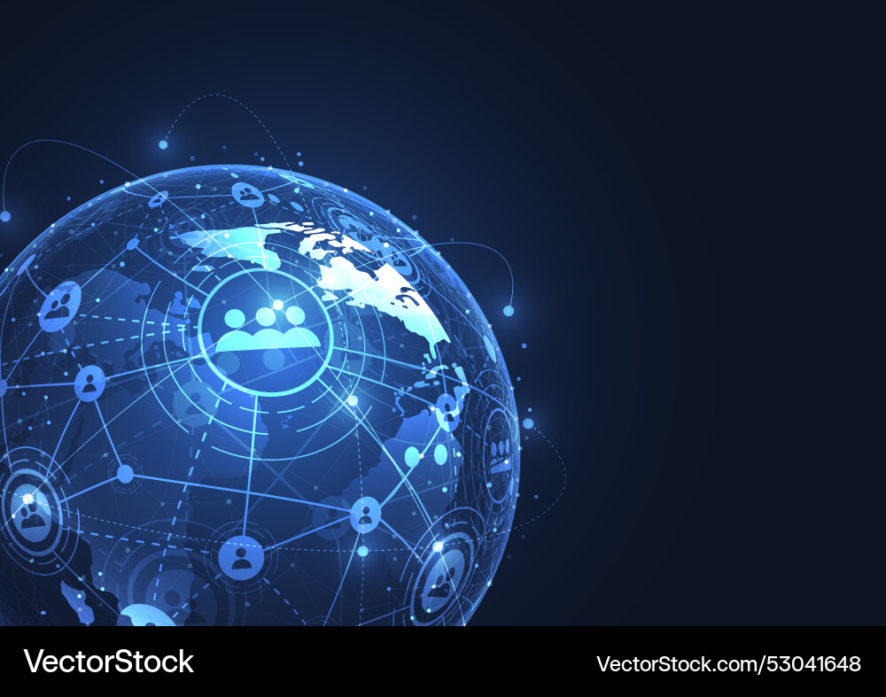 Global network connection world map point Vector Image