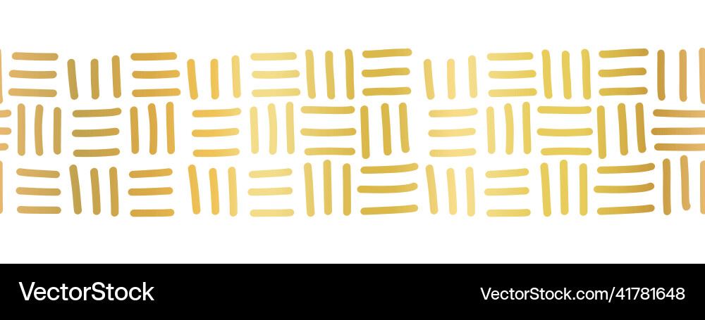 Golden seamless border hatch woven Royalty Free Vector Image