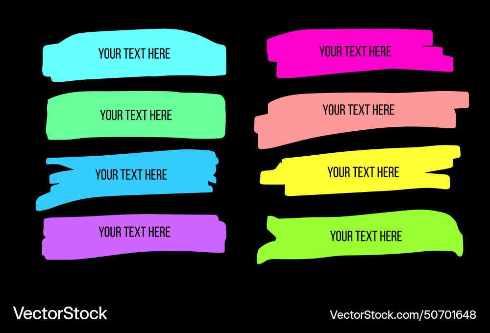 Hand drawn neon highlighter pen stroke line Vector Image
