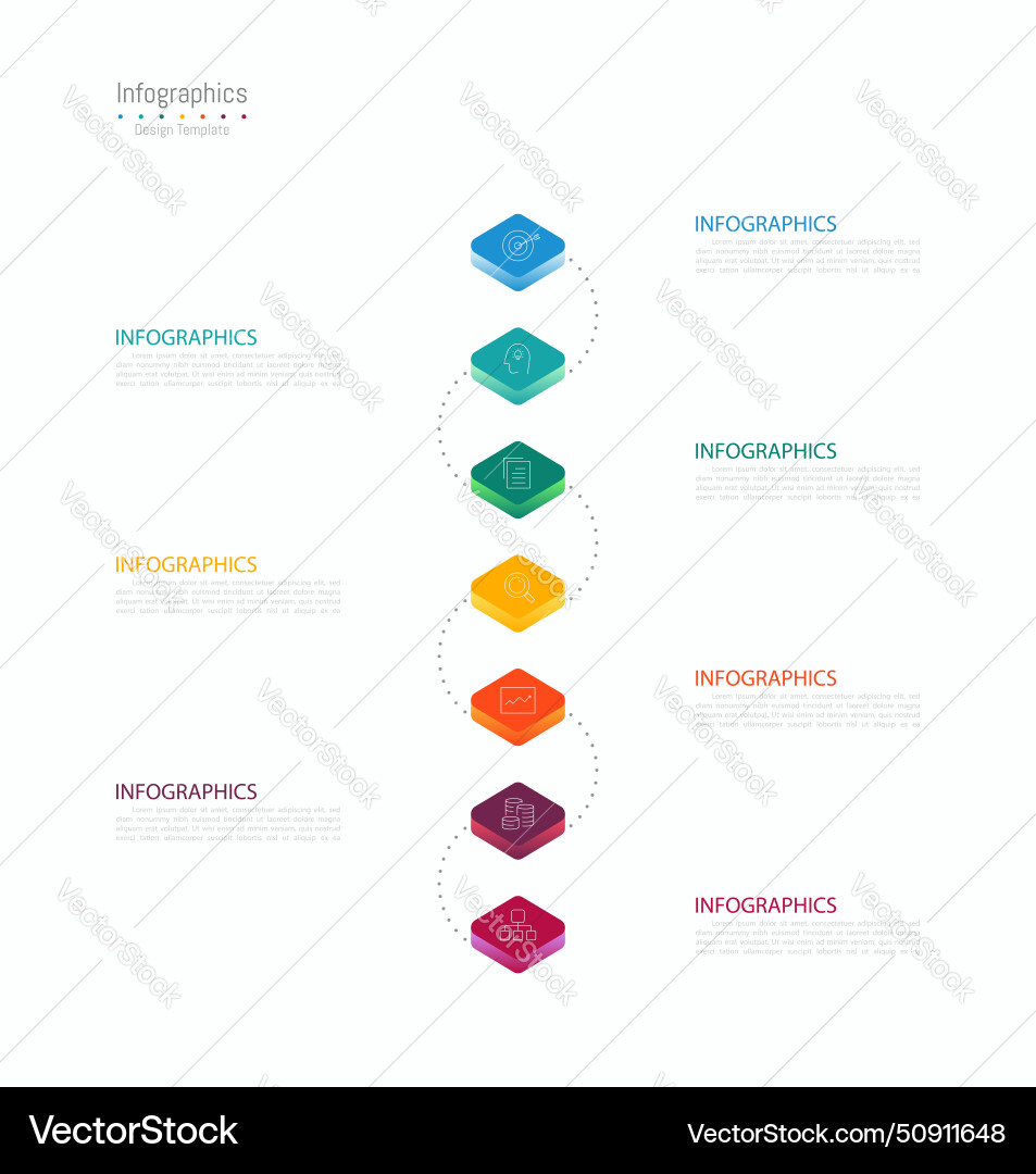 Infographic 7 options design elements Royalty Free Vector