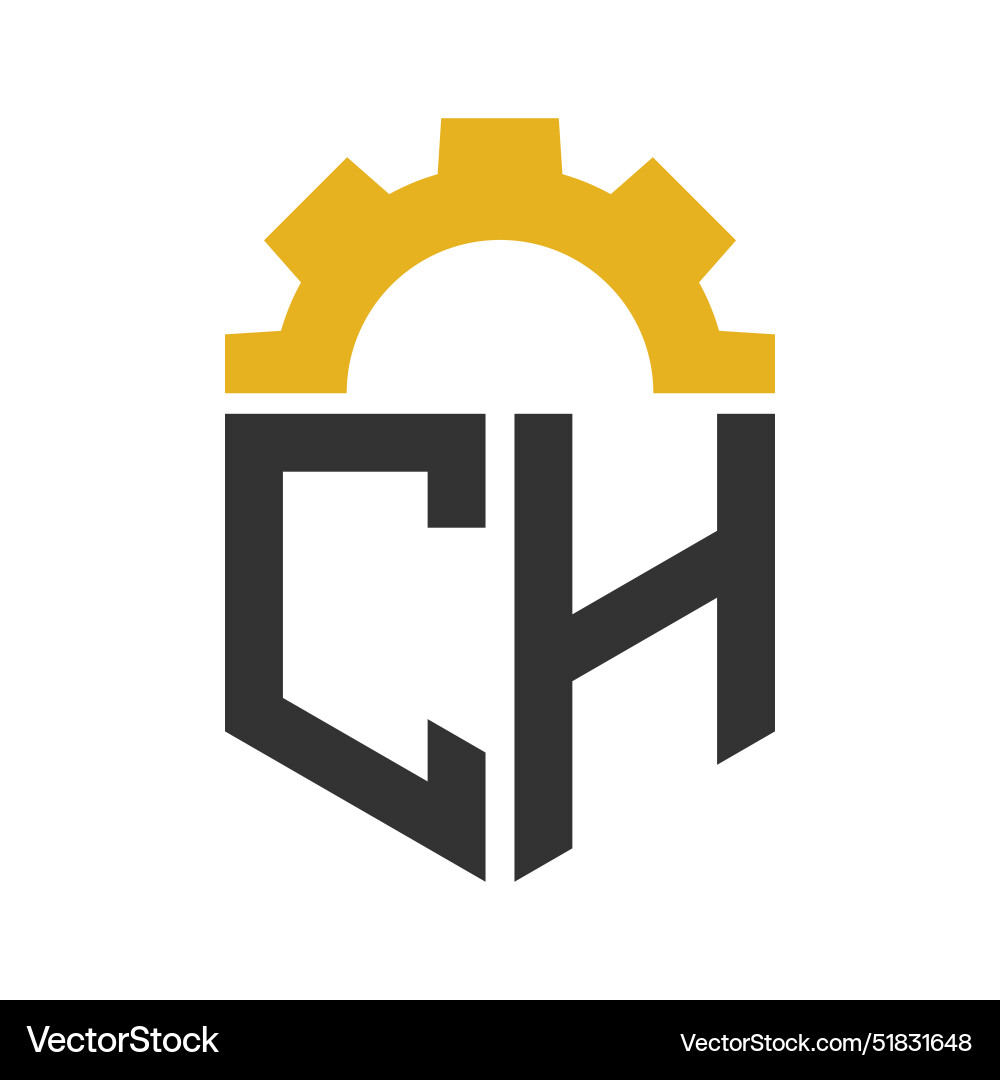 Letter ch gear logo design for service center Vector Image