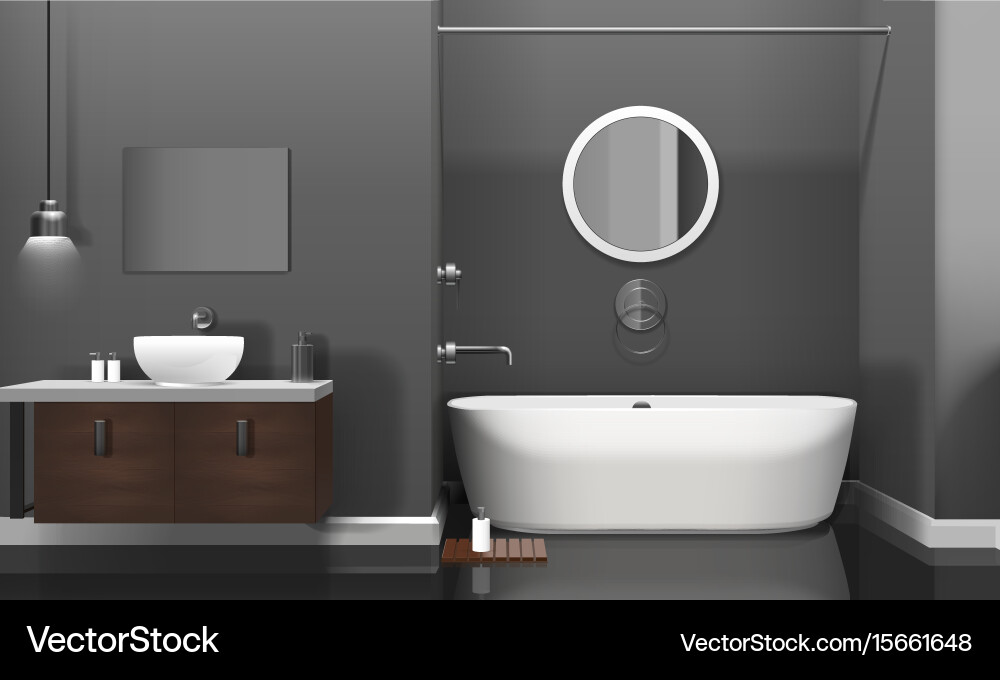 Modern realistic bathroom interior design Vector Image