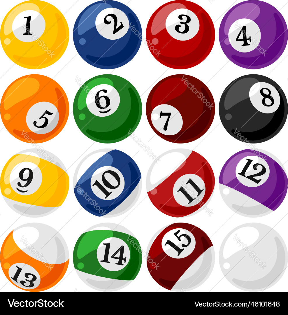 Pool Balls Set - Classic Billiards Royalty Free Vector Image