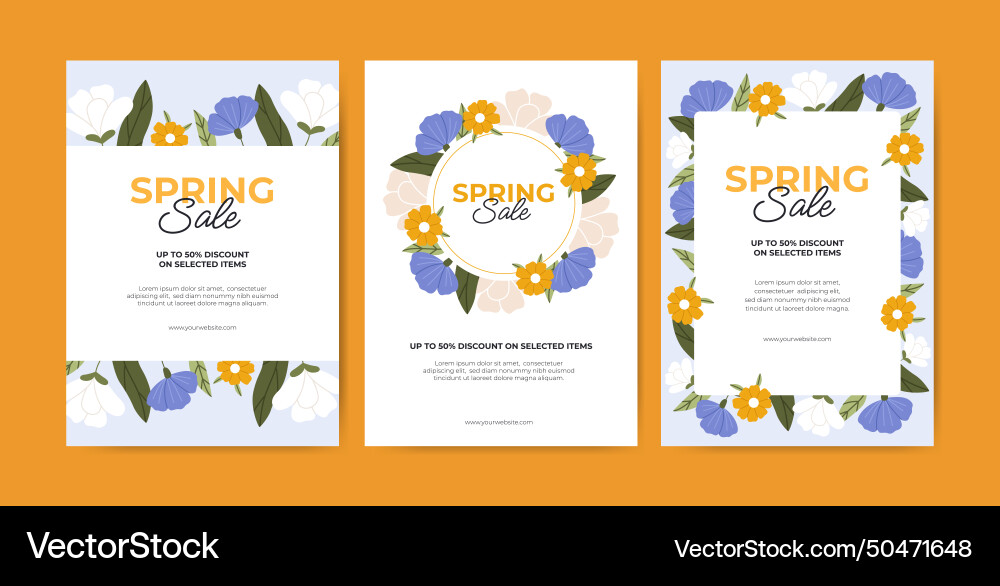 Posters with blooming flowers Royalty Free Vector Image