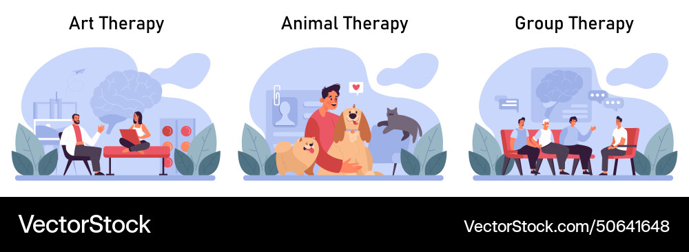 Psychotherapy set psychiatrist consulting Vector Image