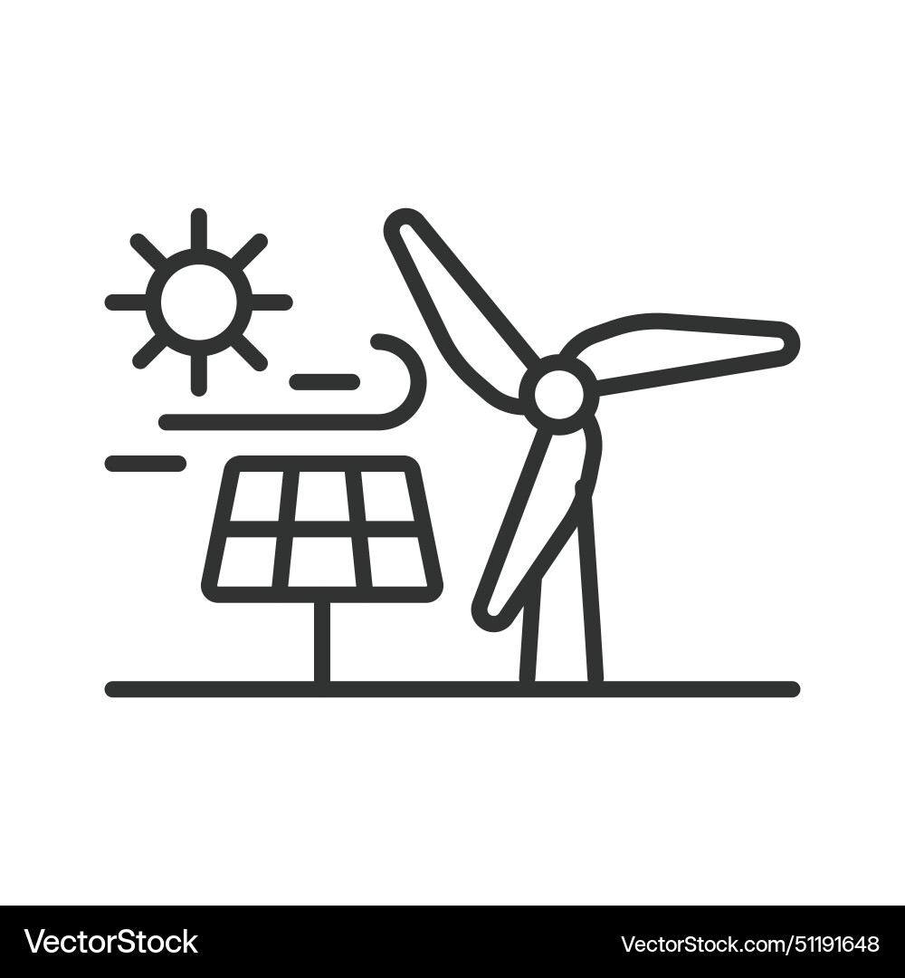 Renewable energy in line design Royalty Free Vector Image