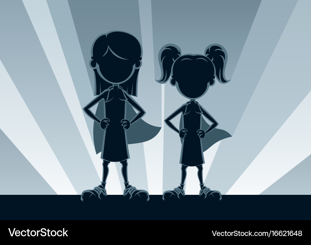 Super girls silhouettes Royalty Free Vector Image