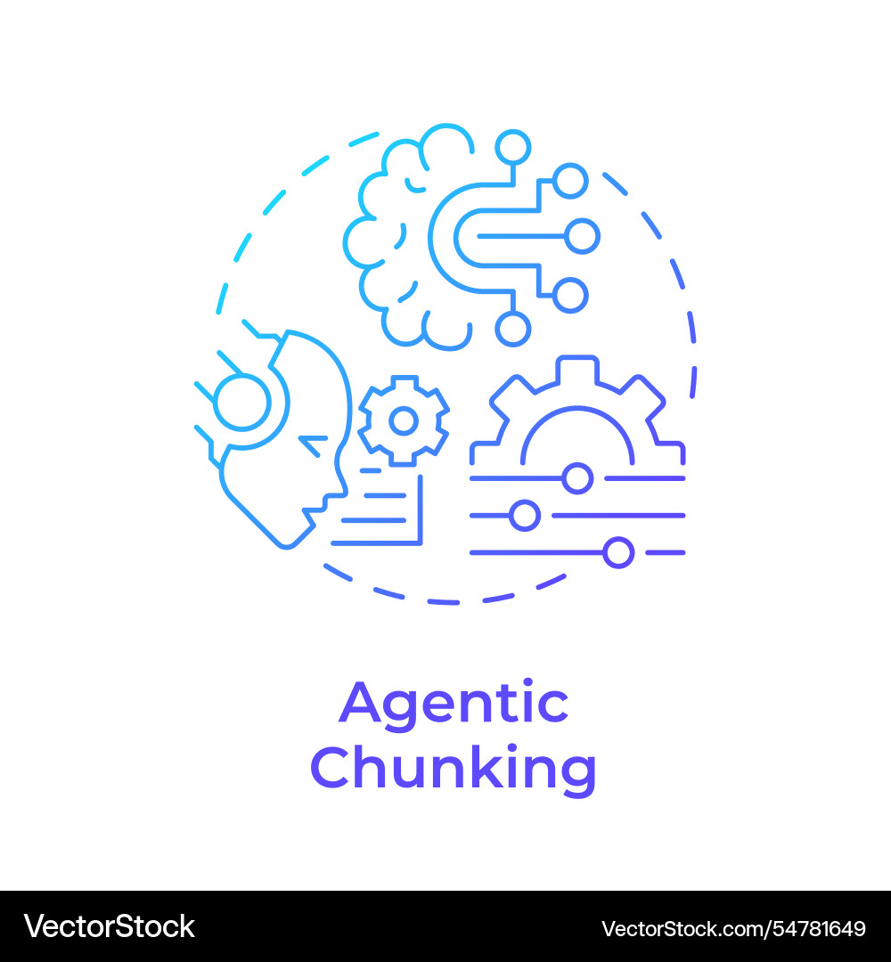 Agentic chunking blue gradient concept icon Vector Image