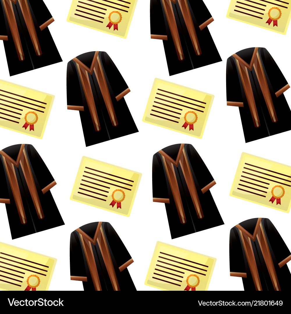Diploma and toga graduation pattern Royalty Free Vector