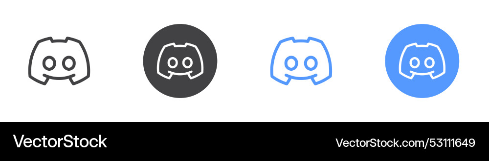 Discord icon flat set in black and white color Vector Image