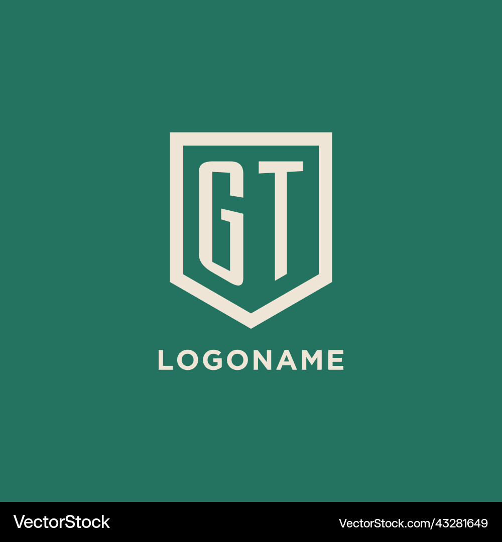 Gt initial logo monogram shield geometric shape Vector Image