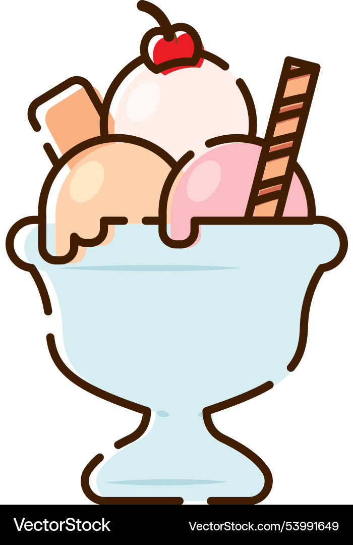 Ice cream sundae icon Royalty Free Vector Image
