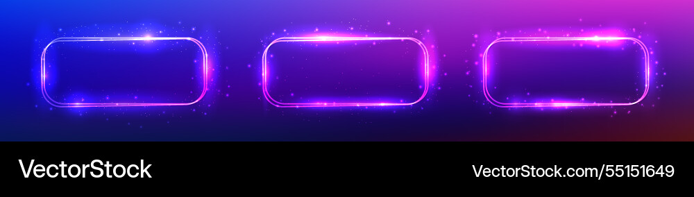 Neon double rounded rectangular frame Royalty Free Vector