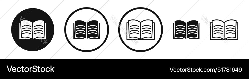 Open book line icon set Royalty Free Vector Image