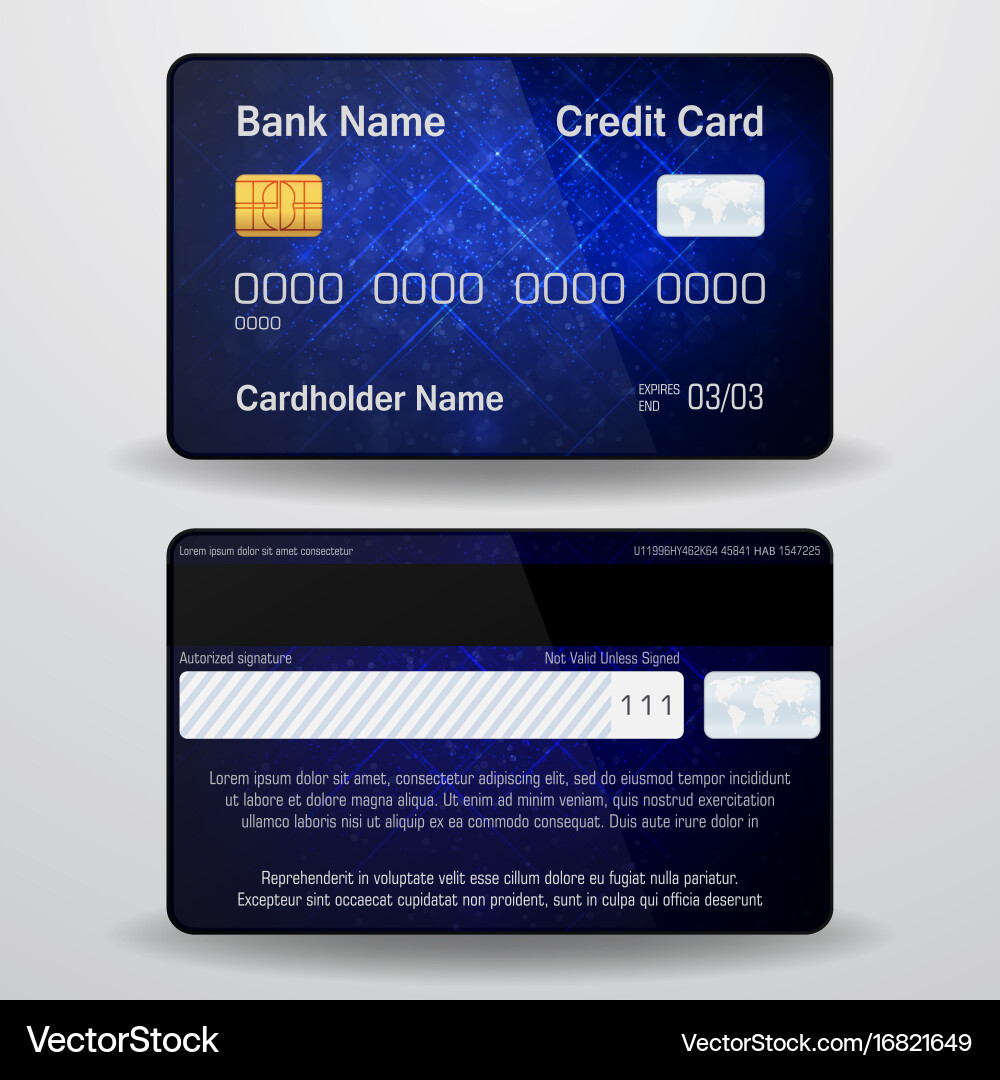 Realistic Credit Card Front View Royalty Free Vector Image