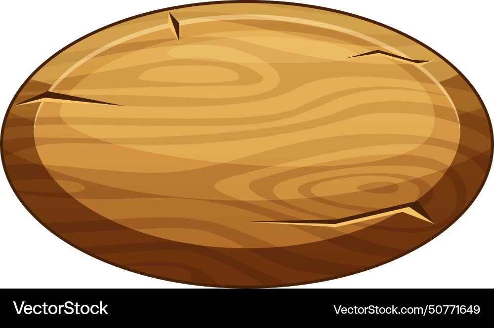 Round game button with wooden texture cartoon ui Vector Image