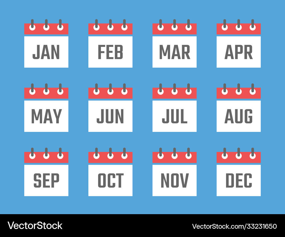 12 Monate Kalenderschild Set Lizenzfreies Vektorbild