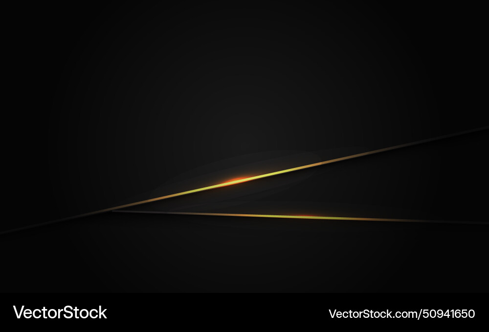 Abstract gold line light slash on black shadow Vector Image