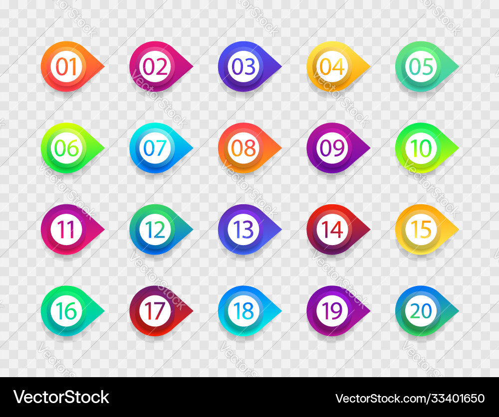 Bullet with number icon point and arrow list Vector Image