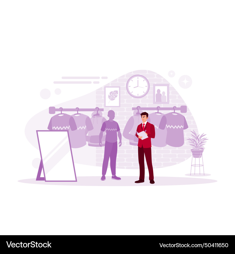 Clothing store sales retail manager checking Vector Image