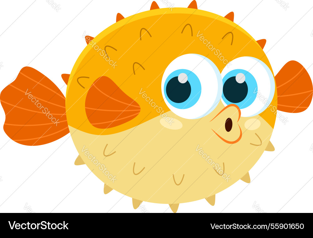 Cute Blowfish Cartoon Royalty Free Vector Image