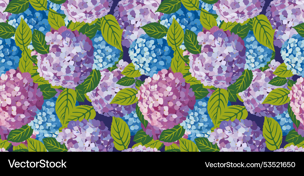 Seamless floral pattern with hydrangea Royalty Free Vector
