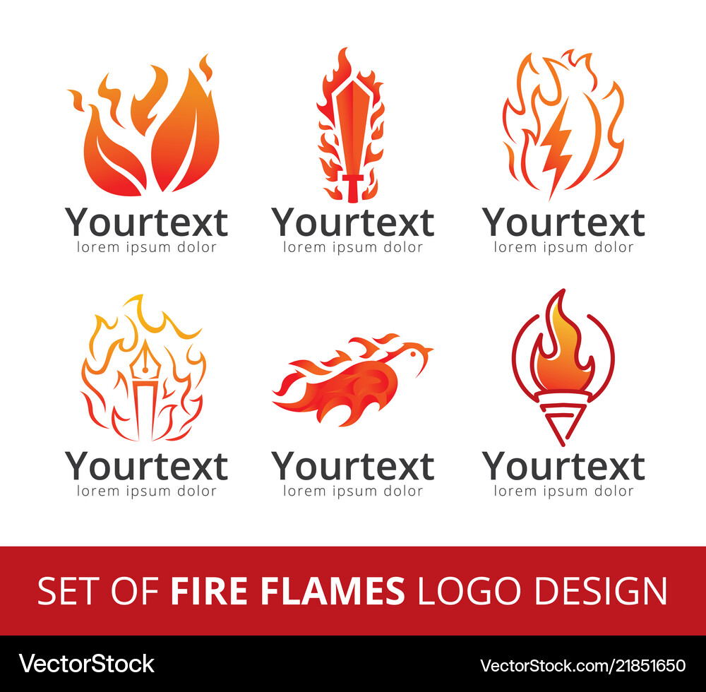 Set of fire flame logo Royalty Free Vector Image