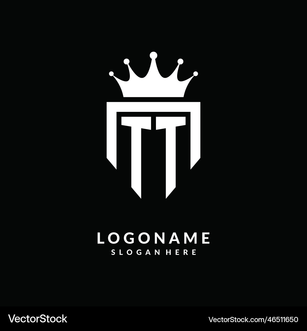 TT Monogram with Crown - Letter Logo Royalty Free Vector