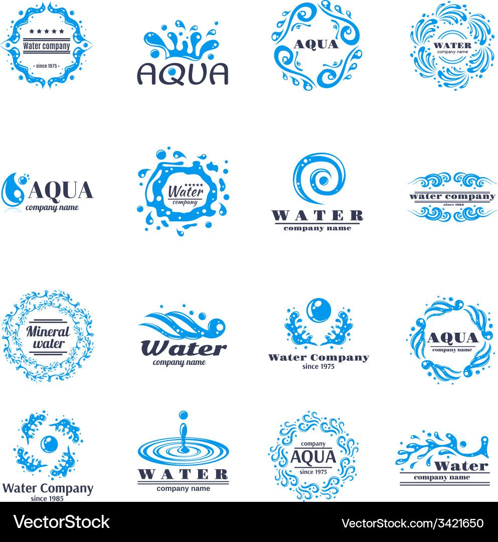 Water logo set Royalty Free Vector Image - VectorStock