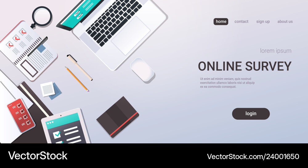 Workplace desk online testing questionnaire form Vector Image