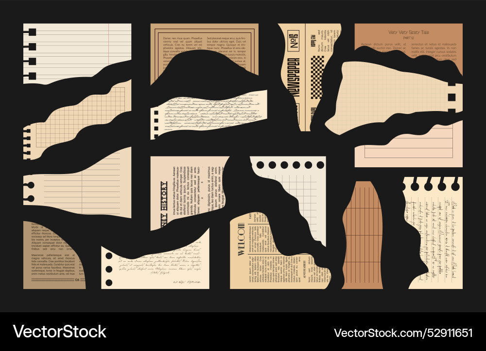 Abstract paper cut shapes for collage pieces Vector Image