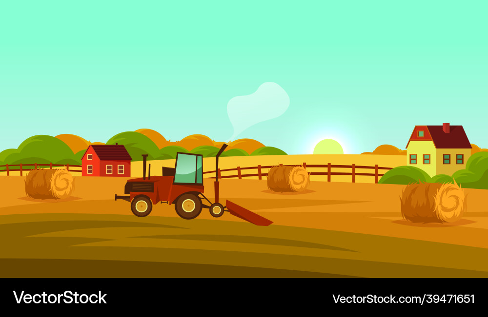 Autumn Farm Landscape Royalty Free Vector Image