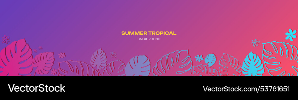 Colorful summer banner background with tropical Vector Image