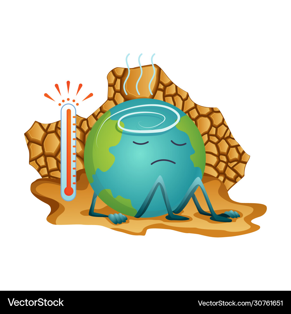 Earth global warming planet thermometer Royalty Free Vector