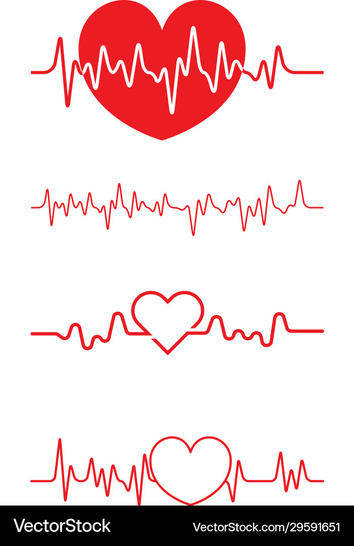 Heartbeat Pulse Icon Set Royalty Free Vector Image