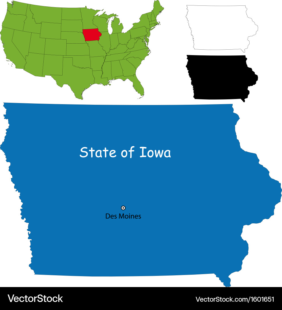 Iowa map Royalty Free Vector Image - VectorStock