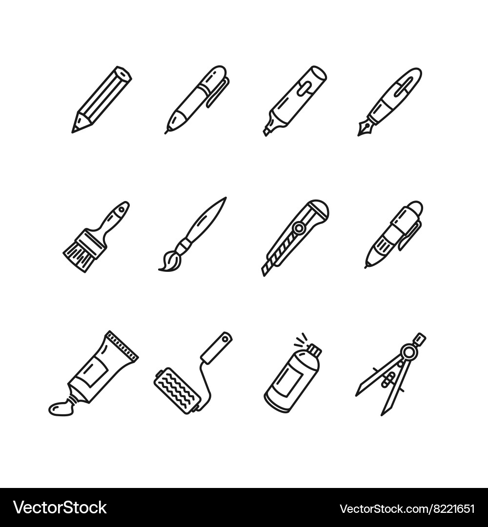 Pen icon set Royalty Free Vector Image - VectorStock