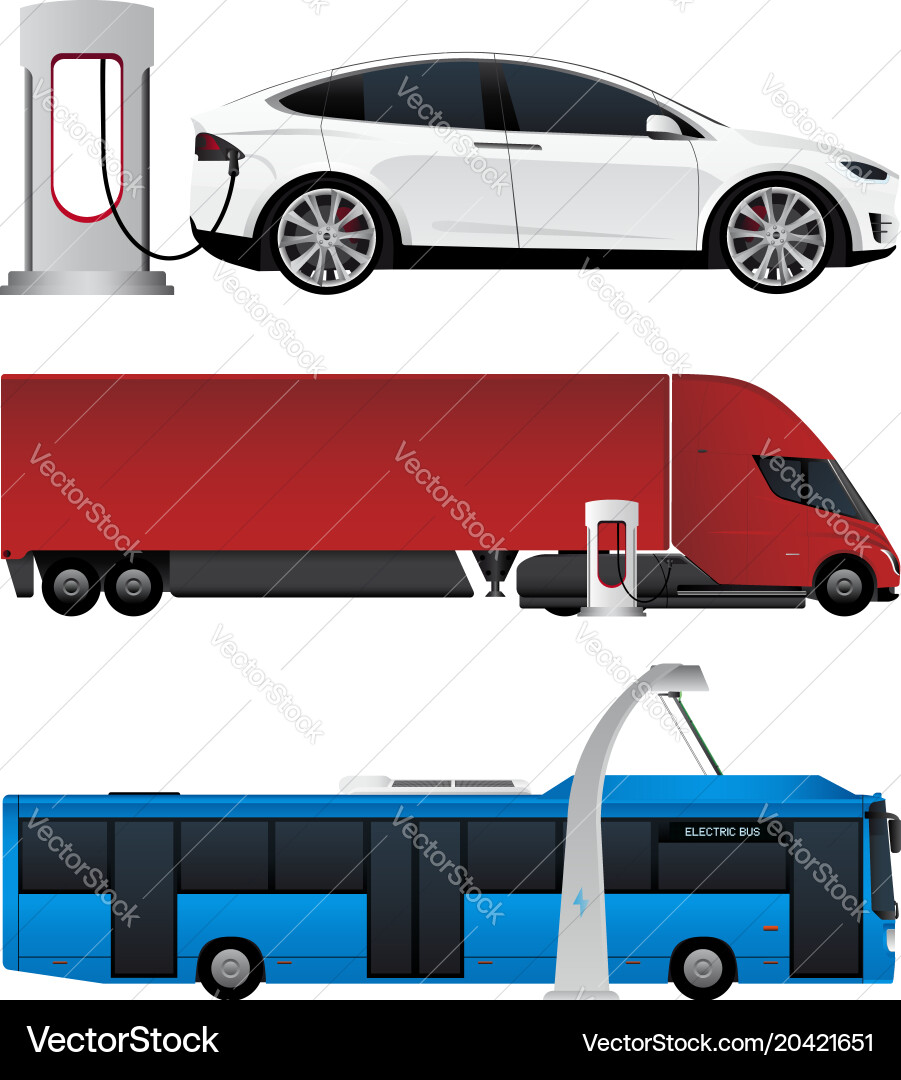 Set of electric vehicles Royalty Free Vector Image